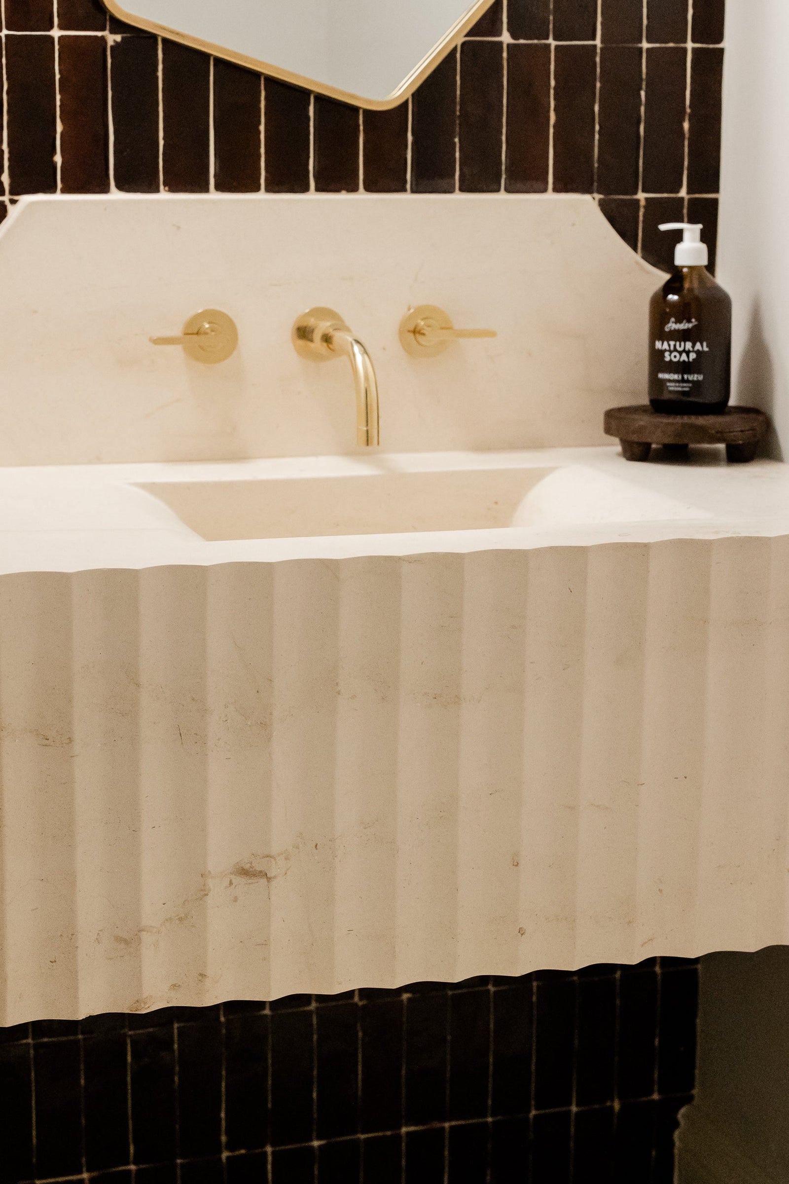 Crema Fluted Sink | Castelli Marble Inc - Luxury Marble Sinks in USA