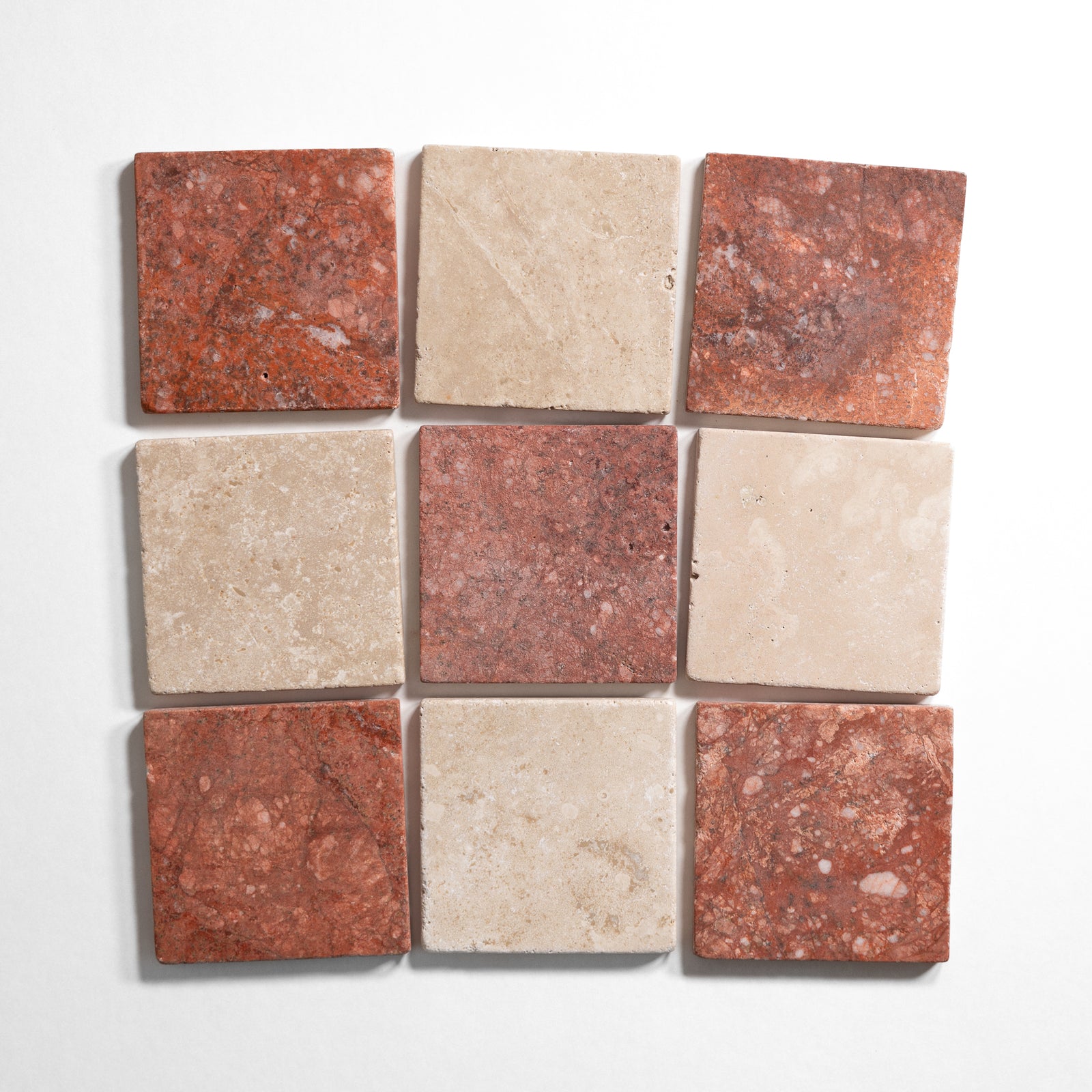 Colonial Red & Durango 4"x4" Tumbled Tile in USA | Castelli Marble Inc