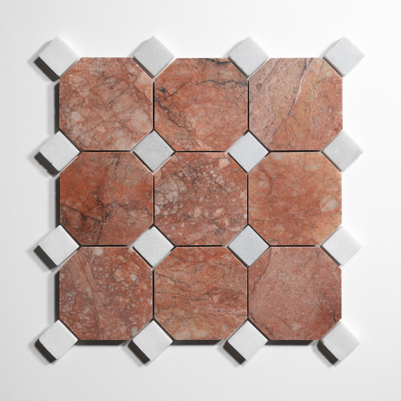 Rojo Breccia Marble 4" Octagon Tiles | Premium Marble Tiles in USA