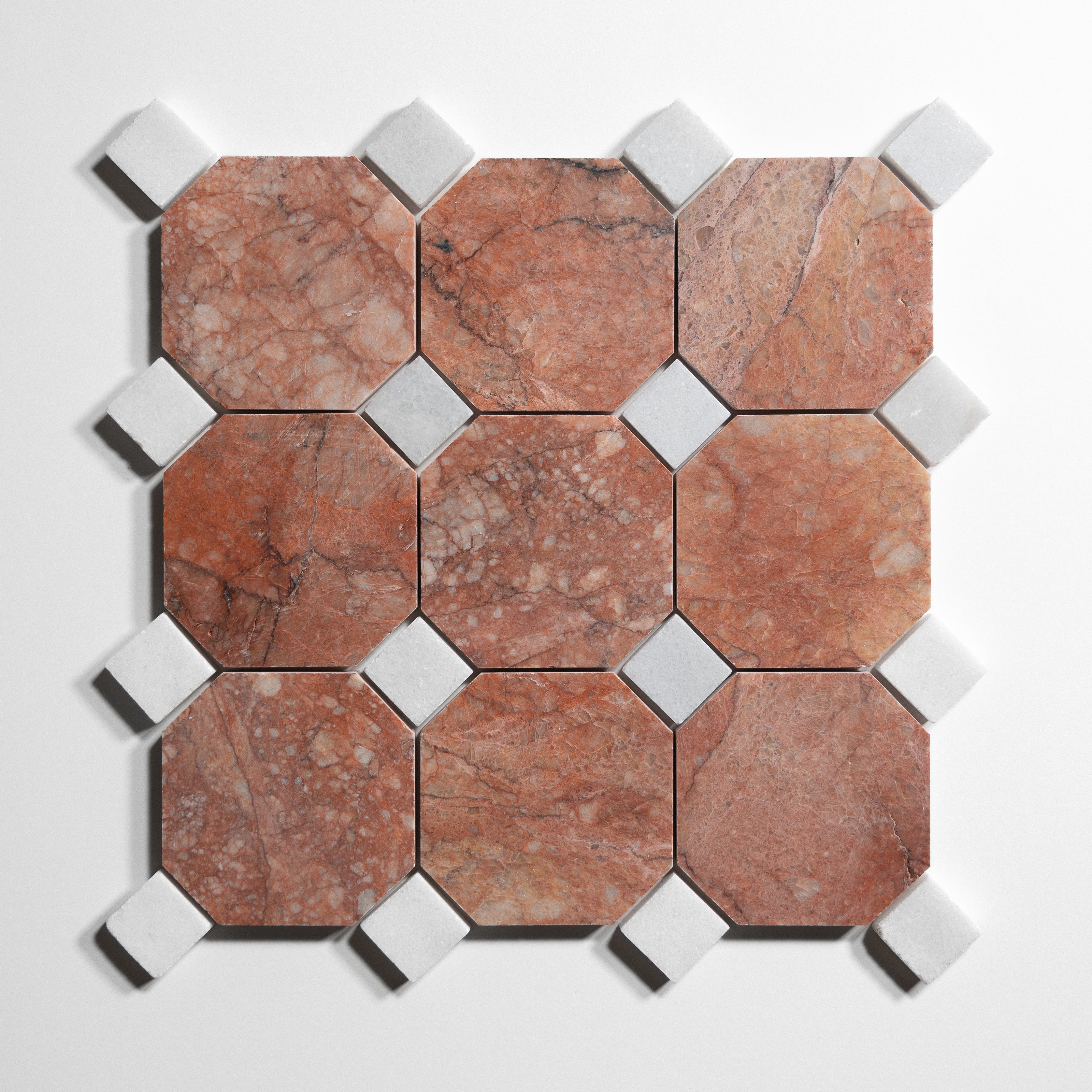 Rojo Breccia Marble 4" Octagon Tiles | Premium Marble Tiles in USA