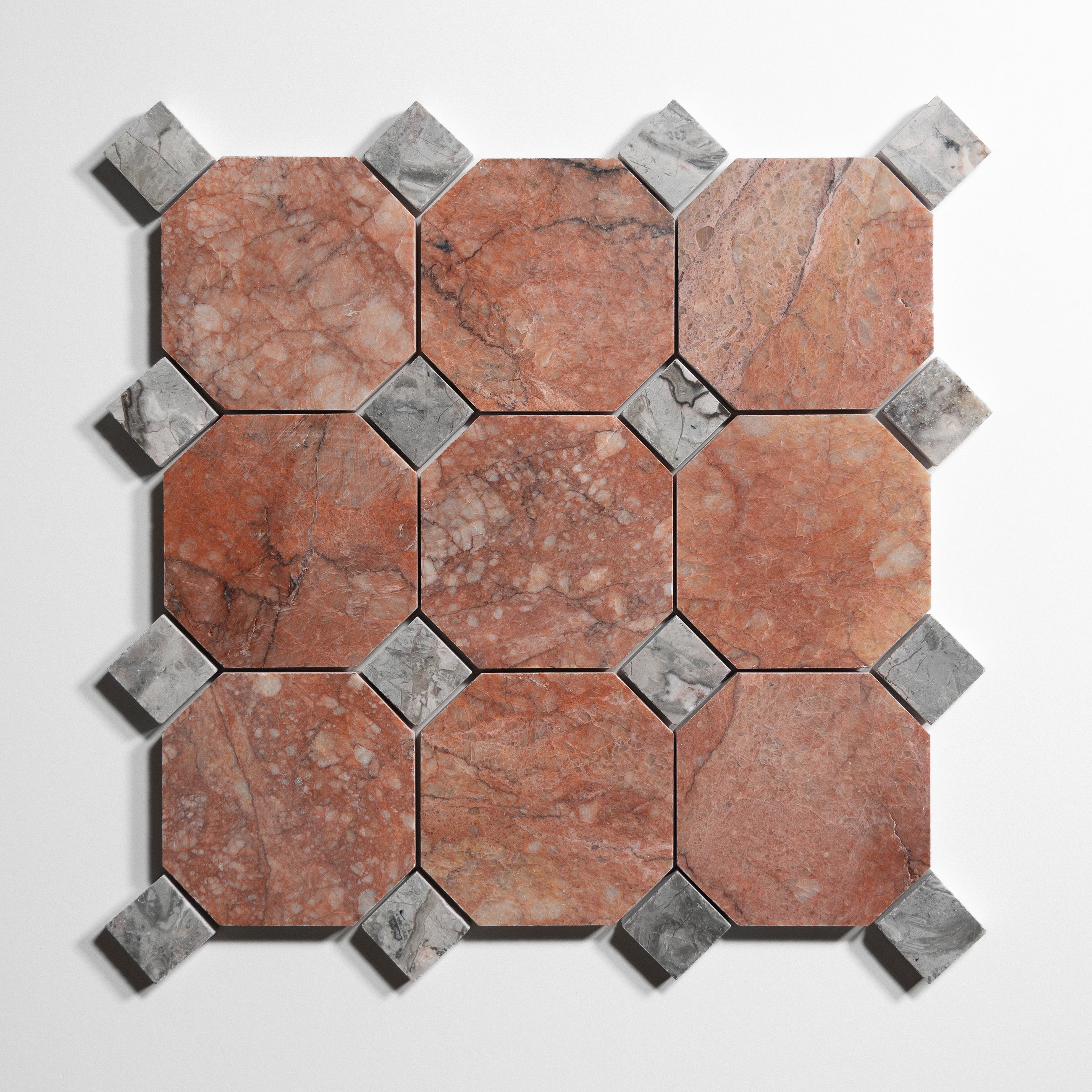 Rojo Breccia Marble 4" Octagon Tiles | Premium Marble Tiles in USA