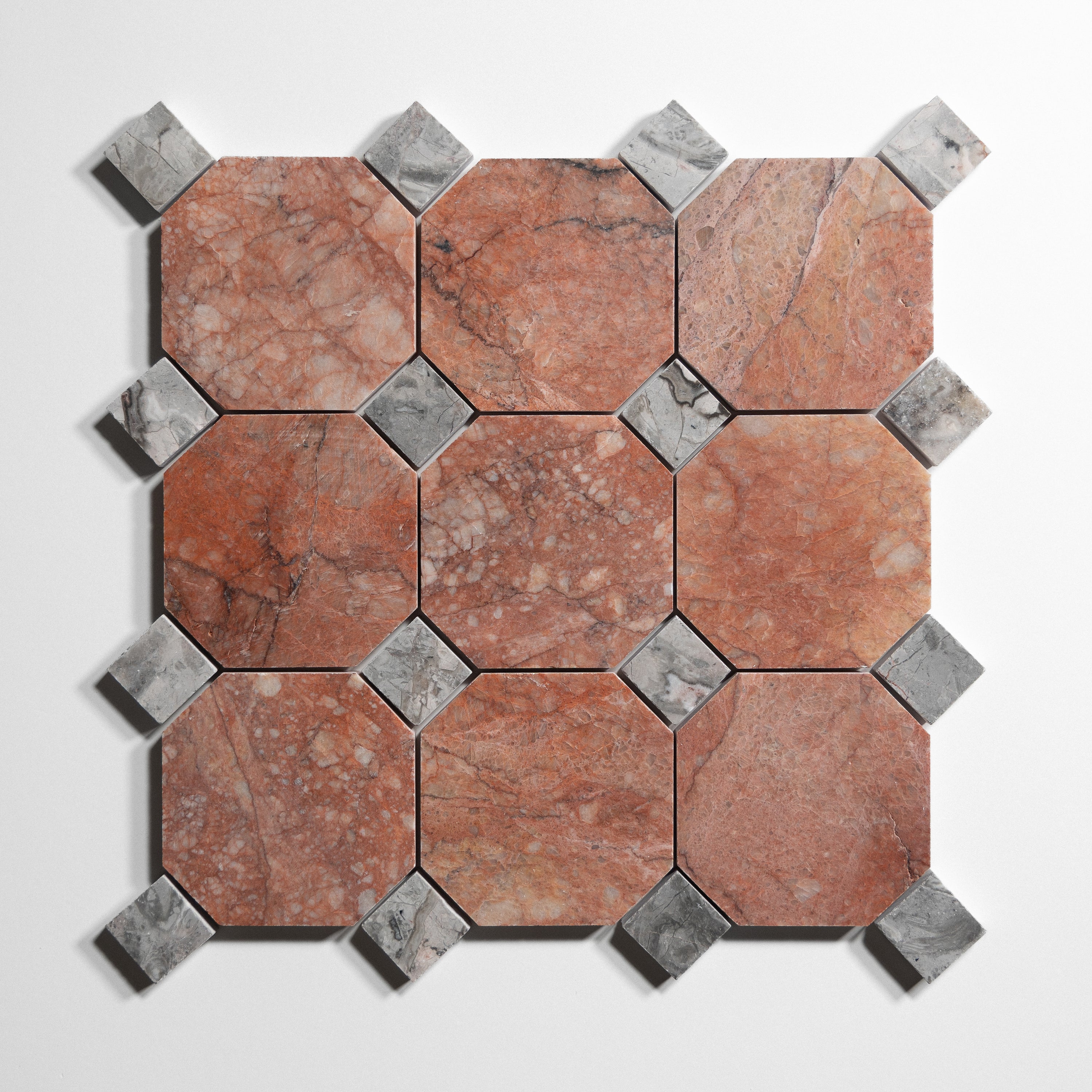 Rojo Breccia Marble 4" Octagon Tiles | Premium Marble Tiles in USA