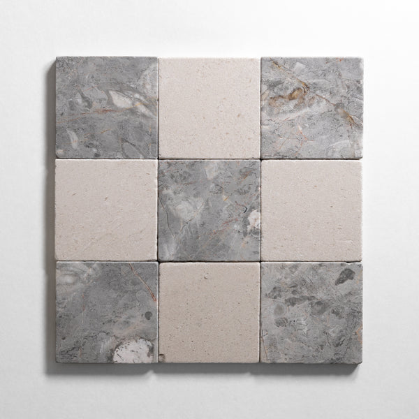 Sage Gray Tumbled Combinations | Checkered Marble Wall Tile by Castelli ...