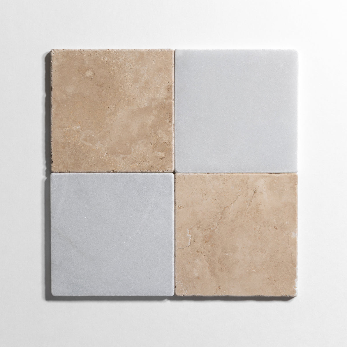 Glacier White Tumbled Combinations | Checkered Marble Tile by Castelli ...