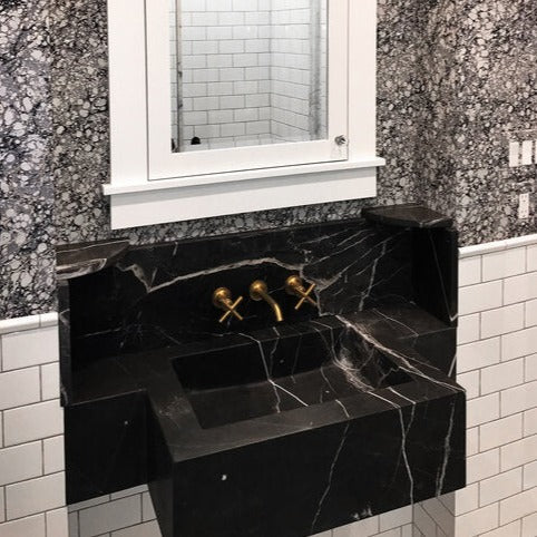 Nero St. Gabriel Floating Vanity Marble by Castelli Marble Inc ...