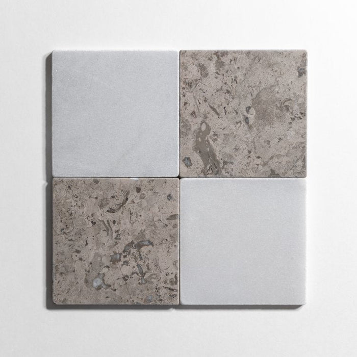 Sage Gray Tumbled Combinations | Checkered Marble Wall Tile by Castelli ...